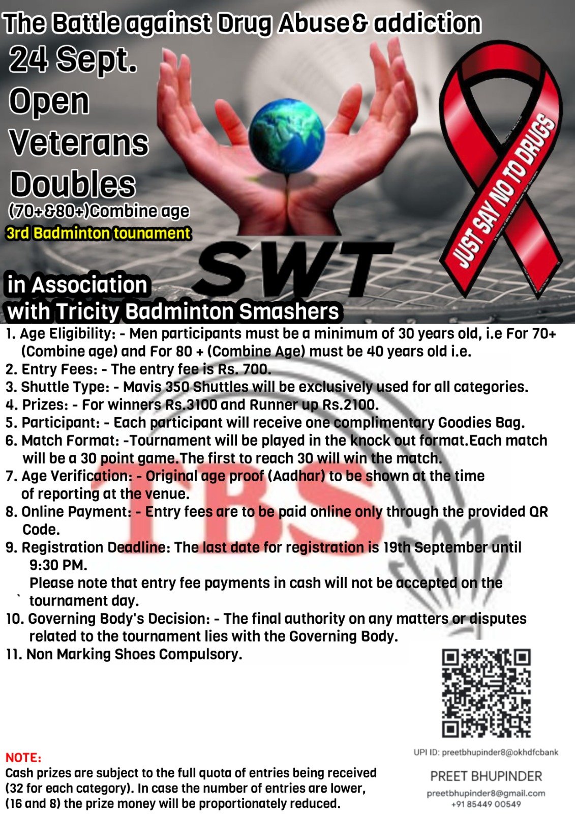 3rd Veterans Doubles Badminton Tournament with Save World Trust ...