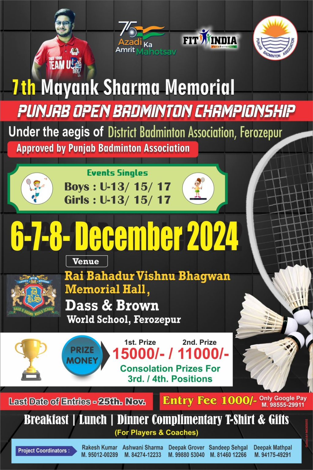 7th Mayank Sharma Memorial Badminton Tournament 2024 – Badmintonpb 7th Mayank Sharma Memorial Badminton Tournament 2024 – Badmintonpb